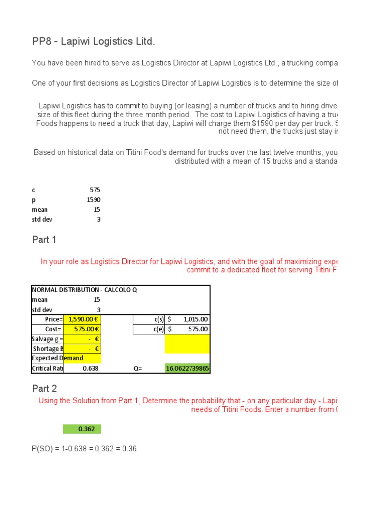 Logistics Fleet Optimization | PDF | Logistics | Standard Deviation