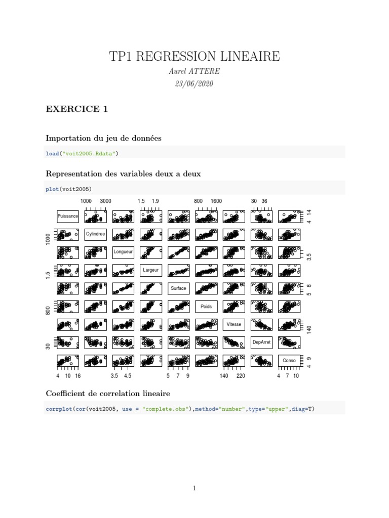 TP1 Regression Lineaire PDF | PDF | Inférence statistique | Analyse de régression