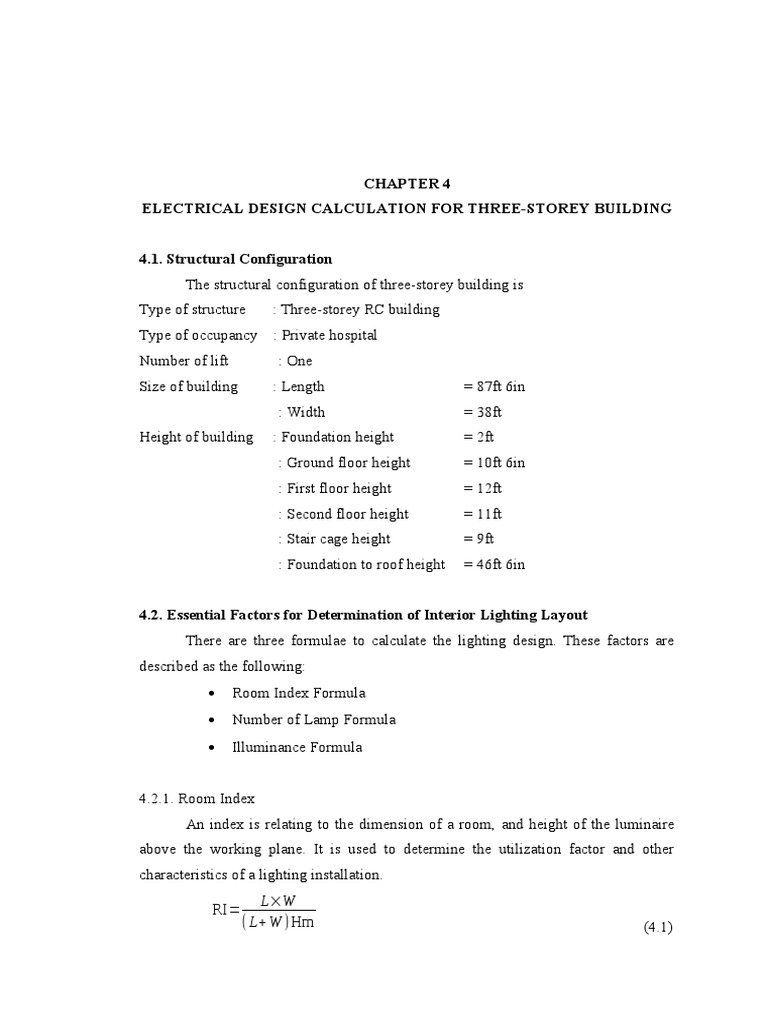 Electrical Design Calculation For Three-Storey Building: L×W L+W) HM ...