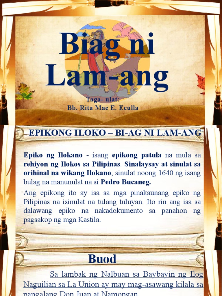 Biag Ni Lam-Ang, ECULLA, RITA MAE | PDF