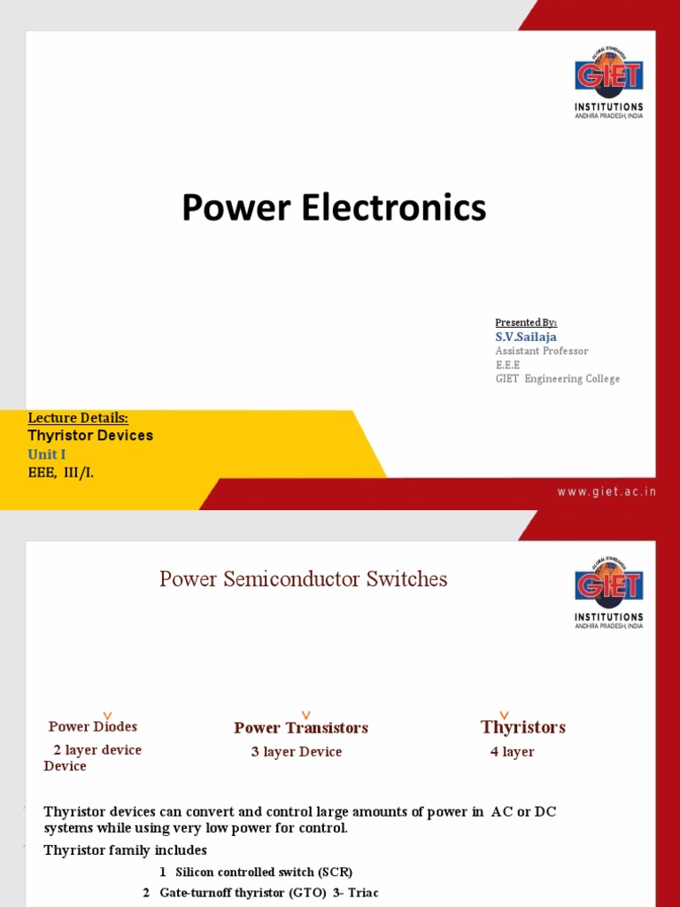 Thyristors Pdf Components Power Engineering