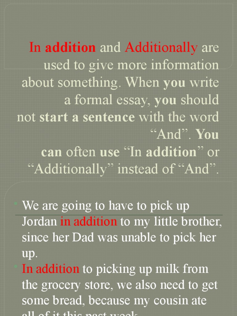 Effective Use of "In Addition" and "Moreover" in Writing | PDF