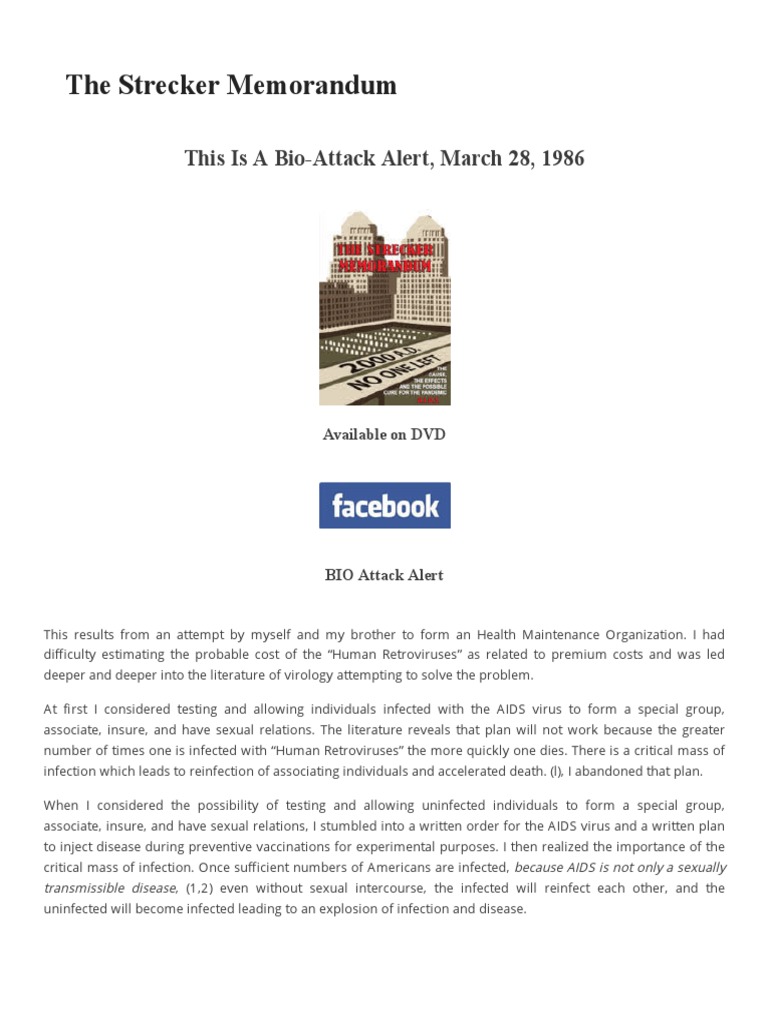 Bio Attack Alert: The Strecker Memorandum | PDF | Virus | Immune System