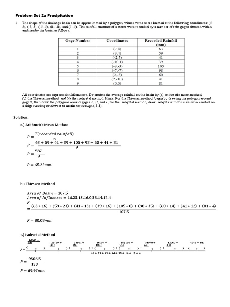 Problem Set 2a Precipitation | PDF | Tropical Meteorology | Drainage Basin