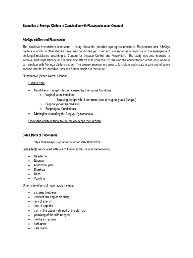 Evaluation Of Moringa Oleifera In Combination With Fluconazole As An