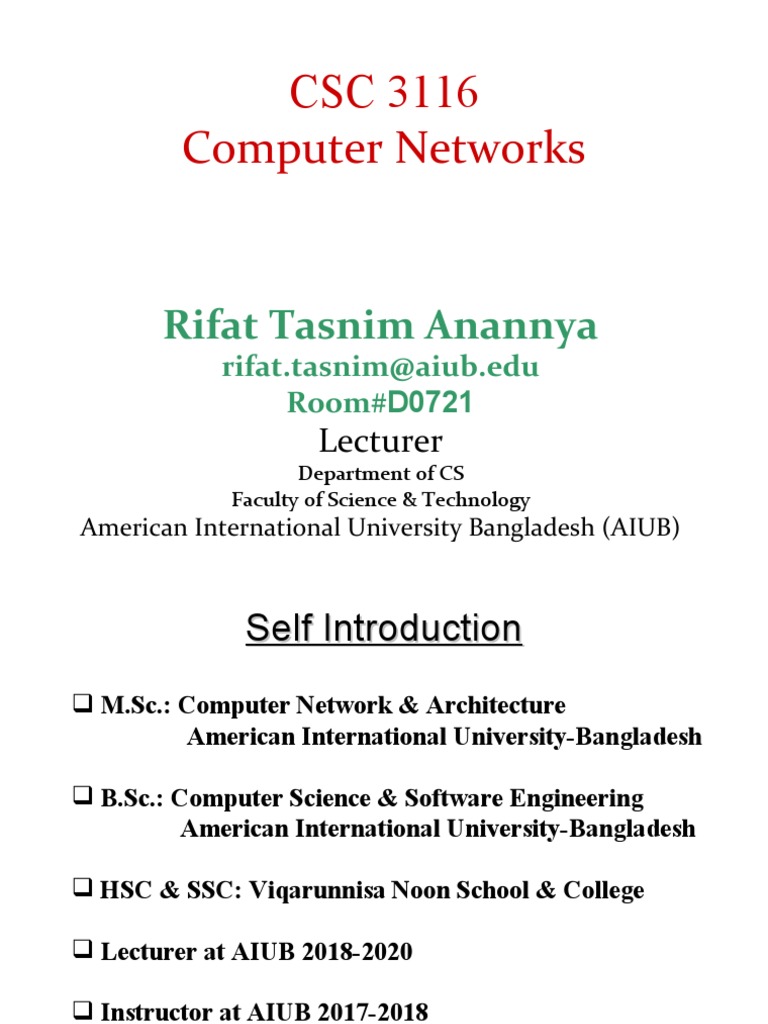 CSC 3116 Computer Networks: Rifat Tasnim Anannya | PDF | Computer ...