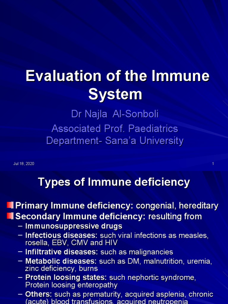 Evaluation of The Immune System | PDF | Immunodeficiency | Infection