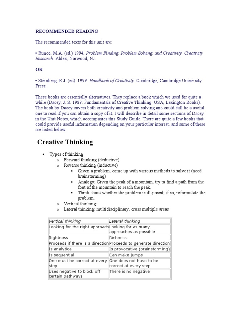 Creative Thinking: Research. Ablex, Norwood, NJ | PDF | Scientific ...