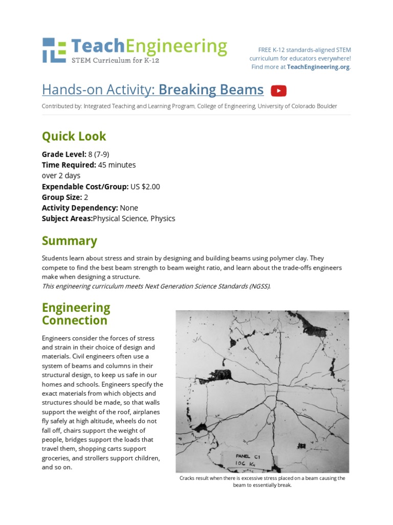 Hands-On Activity: Breaking Beams: Quick Look | PDF | Beam (Structure ...