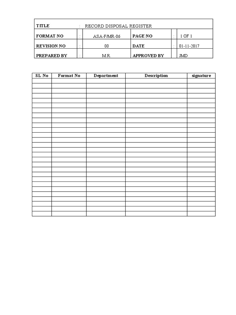Record Disposal Register | PDF