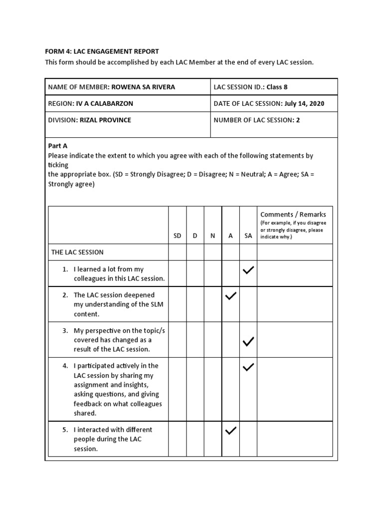 Form 4. LAC Engagement Report | PDF