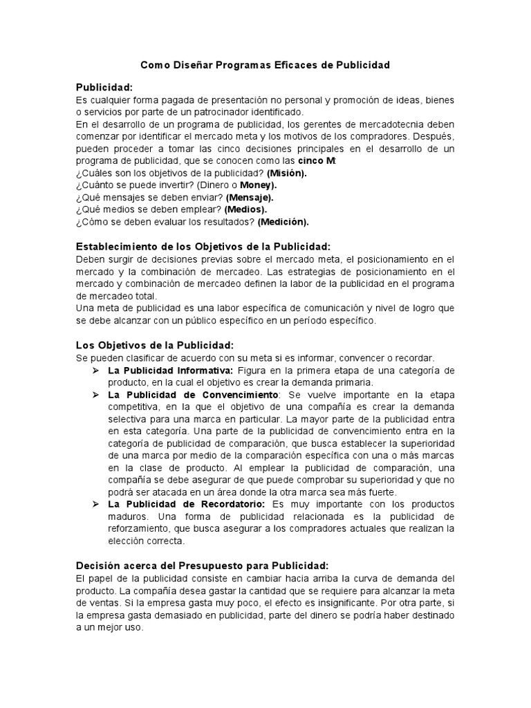 Cinco Pasos Clave para el Diseño de Programas de Publicidad Efectivos ...