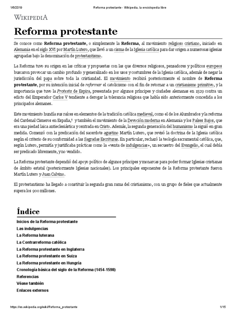 Reforma Protestante - Wikipedia, La Enciclopedia Libre | PDF ...
