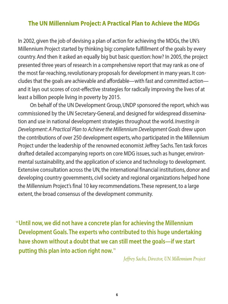 The Un Millennium Project: A Practical Plan To Achieve The Mdgs | PDF ...