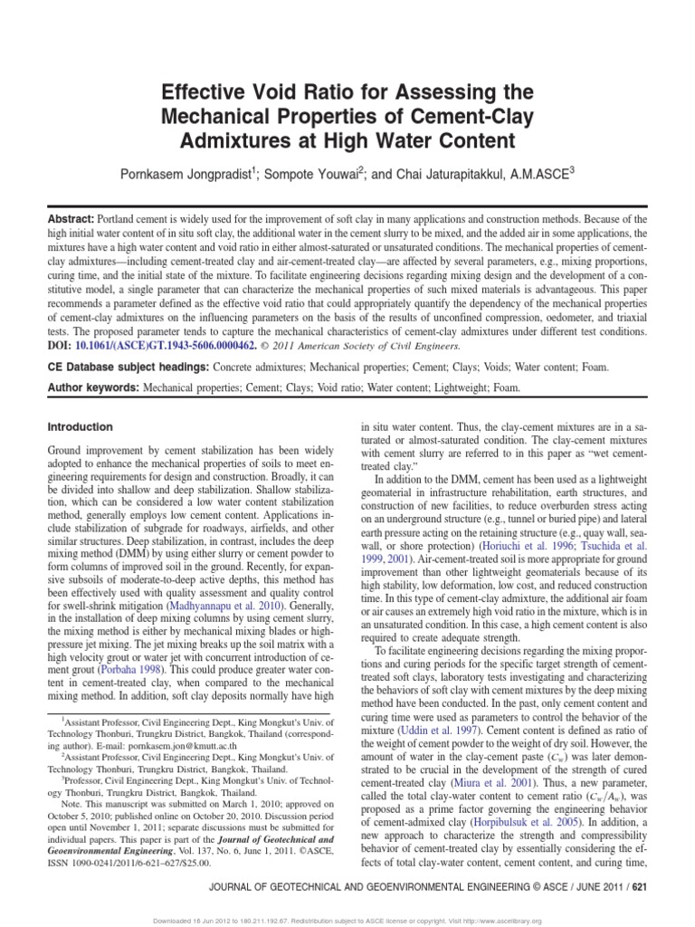 Effective Void Ratio For Assessing The Mechanical Properties of Cement ...