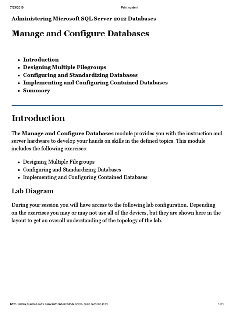 Manage And Configure Databases Pdf Microsoft Sql Server Databases