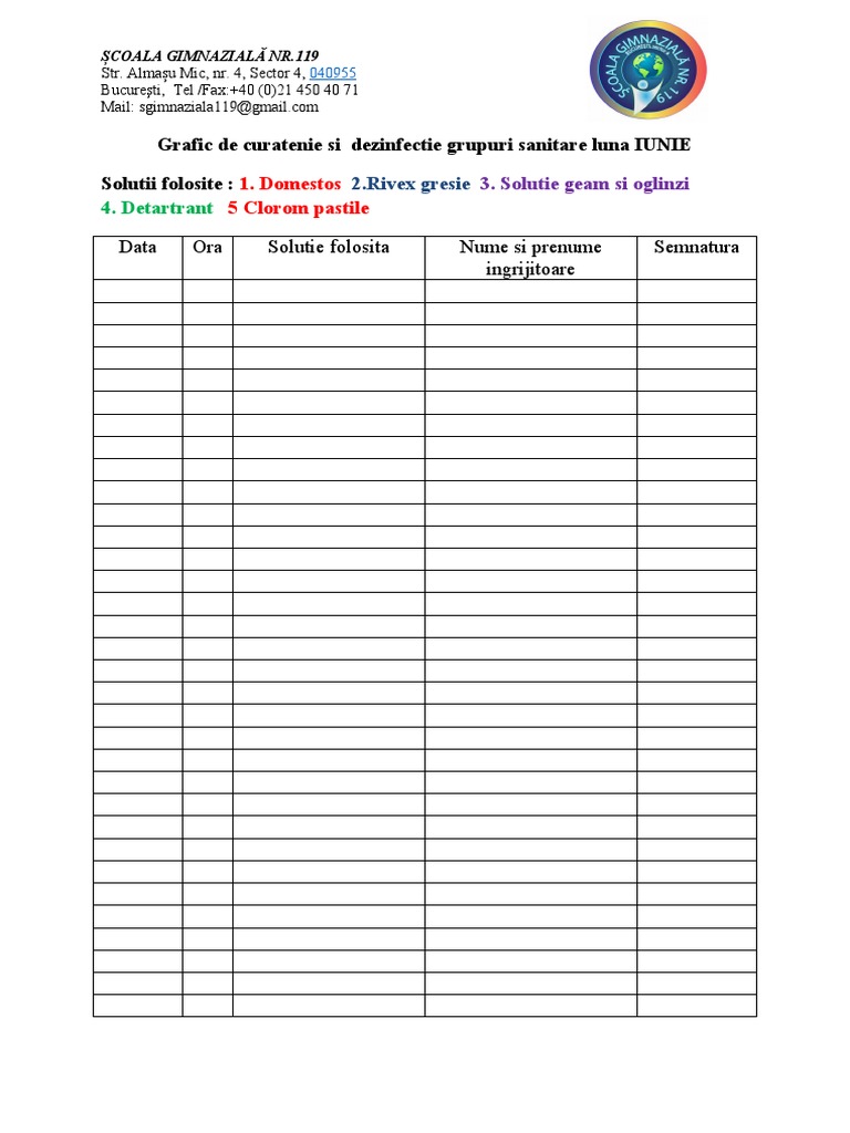 Grafic de Curatenie | PDF