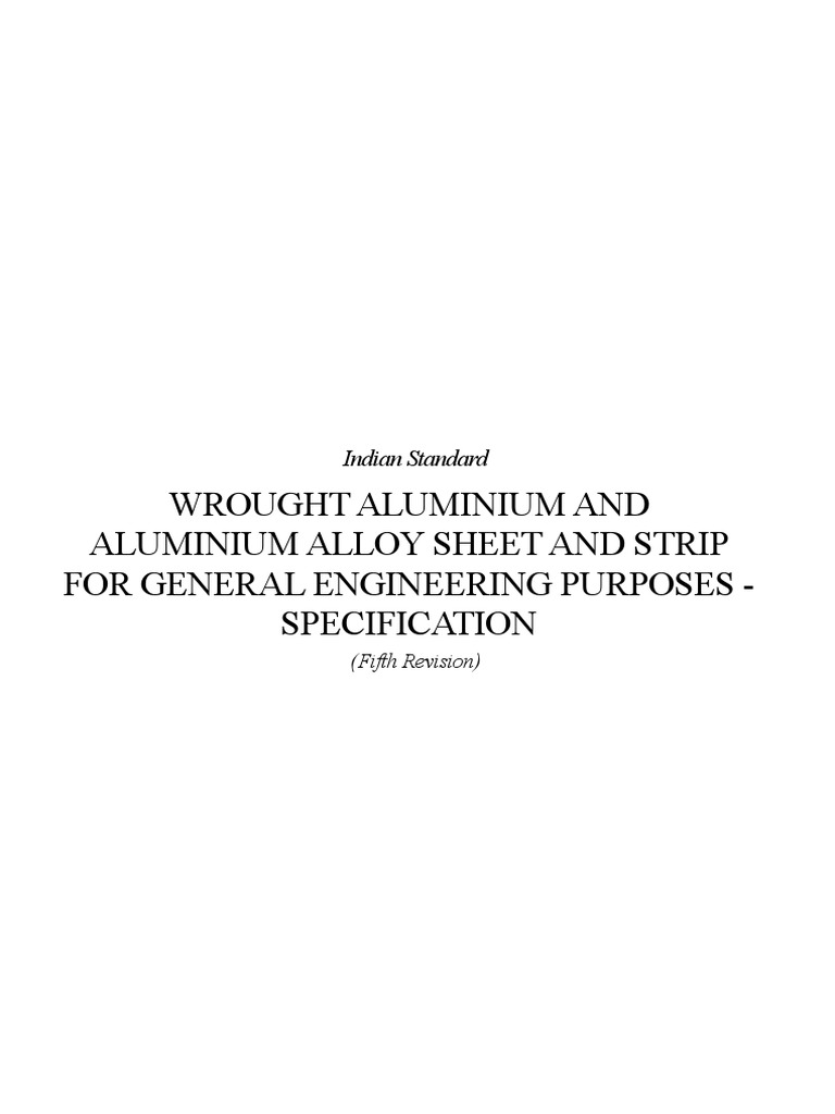 Wrought Aluminium and Aluminium Alloy Sheet and Strip For General ...