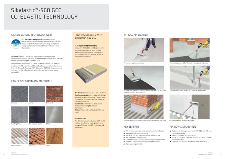 Sikalastic®-560 GCC Co-Elastic Technology | PDF | Roof | Building Materials Sikalastic®-560 GCC Co-Elastic Technology | PDF | Roof | Building Materials