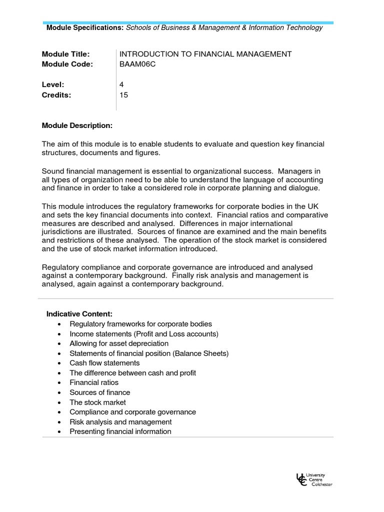 Introduction to Financial Management Module | PDF | Financial Ratio ...