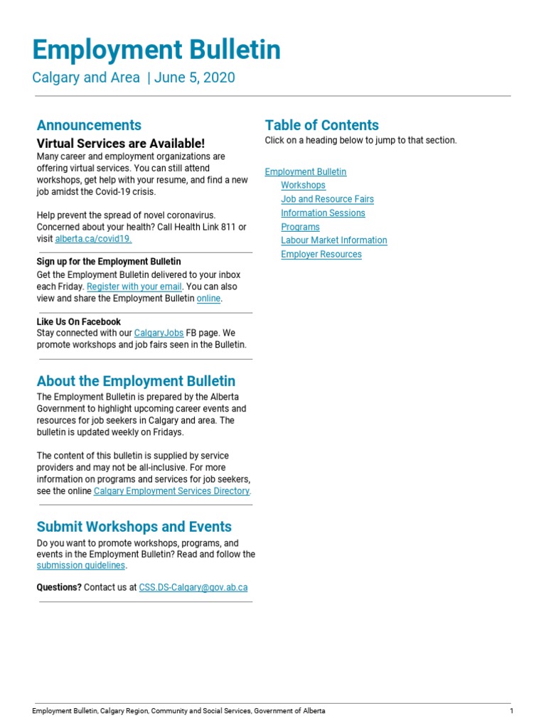 Employment Bulletin - 2020 06 05 PDF | PDF