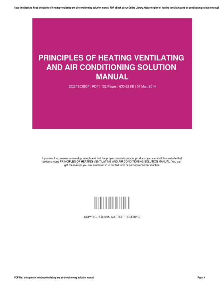 Principles of Heating Ventilating and Air Conditioning Solution Manual ...