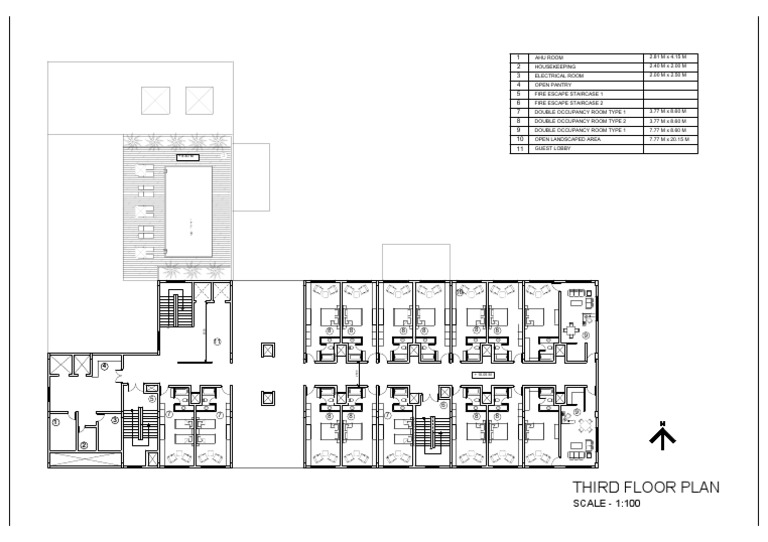 Third Floor Plan: SCALE - 1:100 | PDF | Buildings And Structures