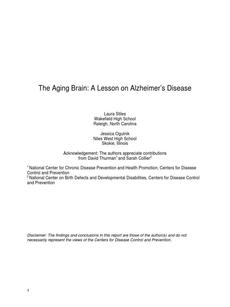 Alzheimer’s Disease Lesson Plan | PDF | Alzheimer's Disease | Amyloid Beta