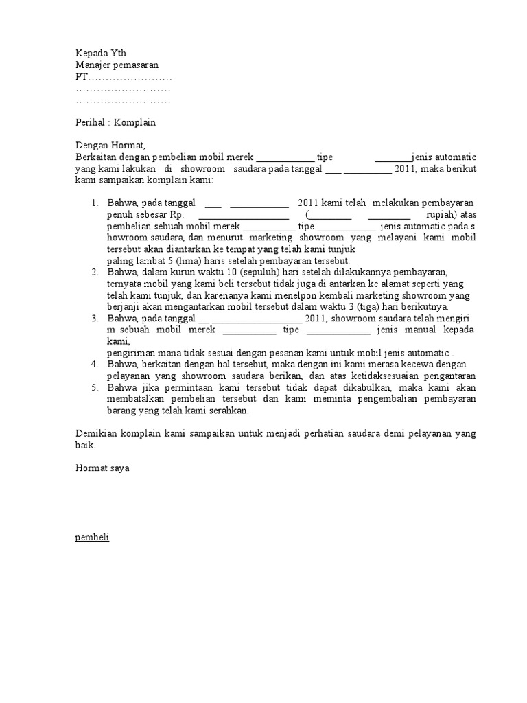Surat Komplain | PDF