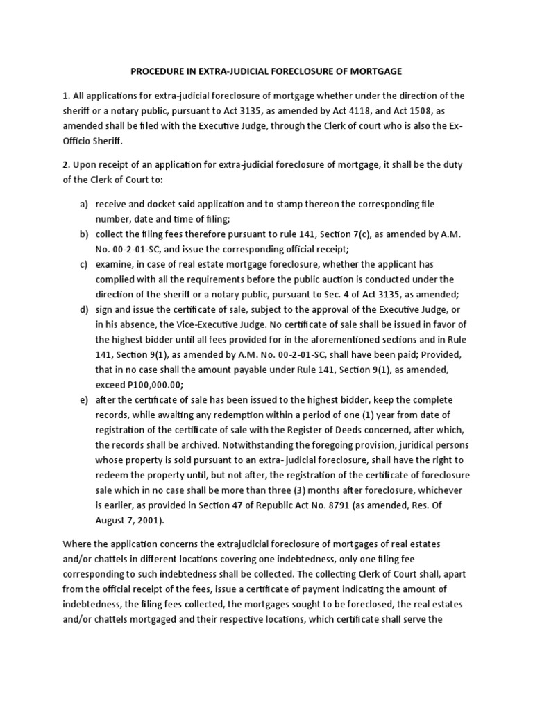 Procedure in Extra Judicial and Judicial Foreclosure of Rem | PDF | Mortgage Law | Foreclosure