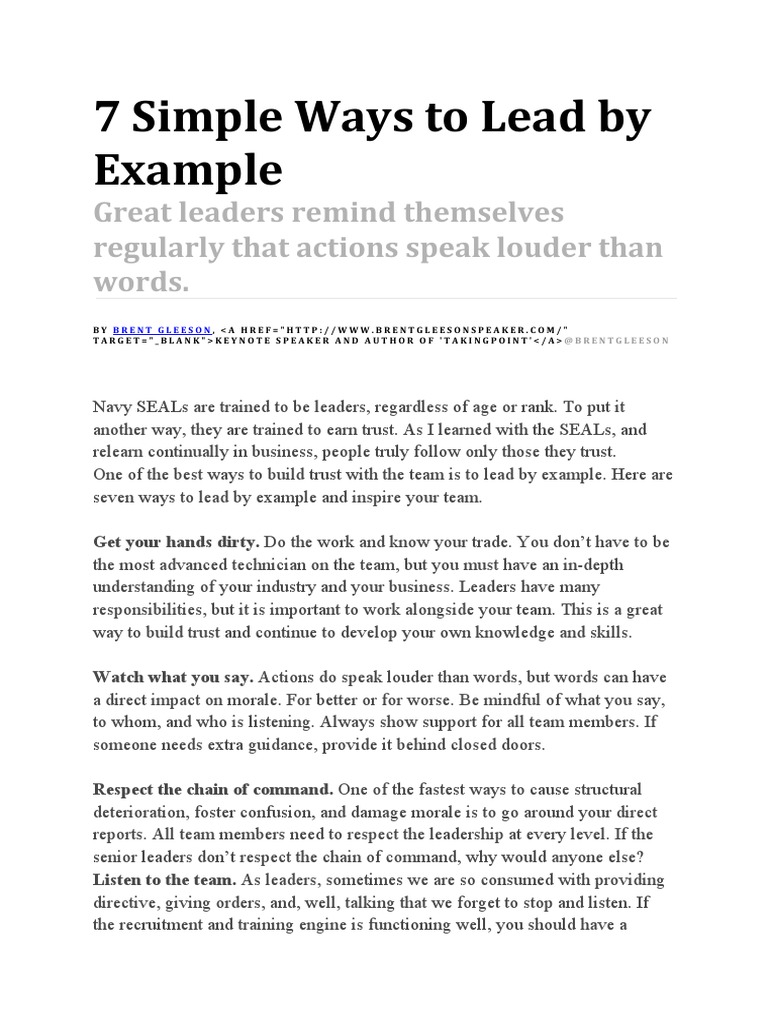 Seven Leadership Tips for New Leaders | PDF | Leadership ...