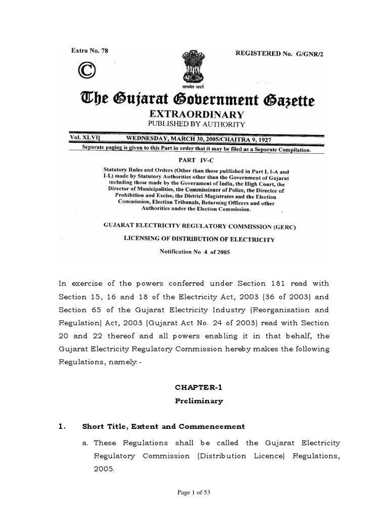 Gujarat Distribution Licence Regulations | PDF | License | Civil Law ...