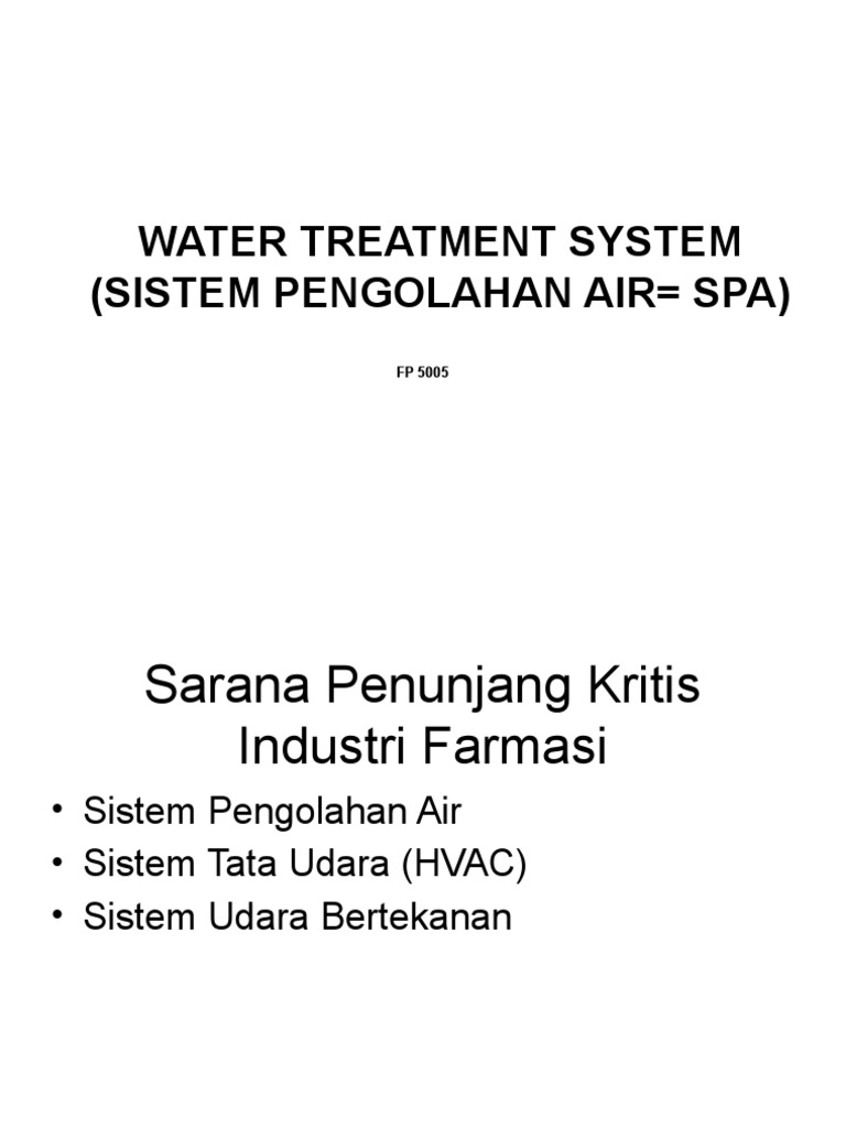 Water Treatment System (Sistem Pengolahan Air Spa) | PDF | Water ...