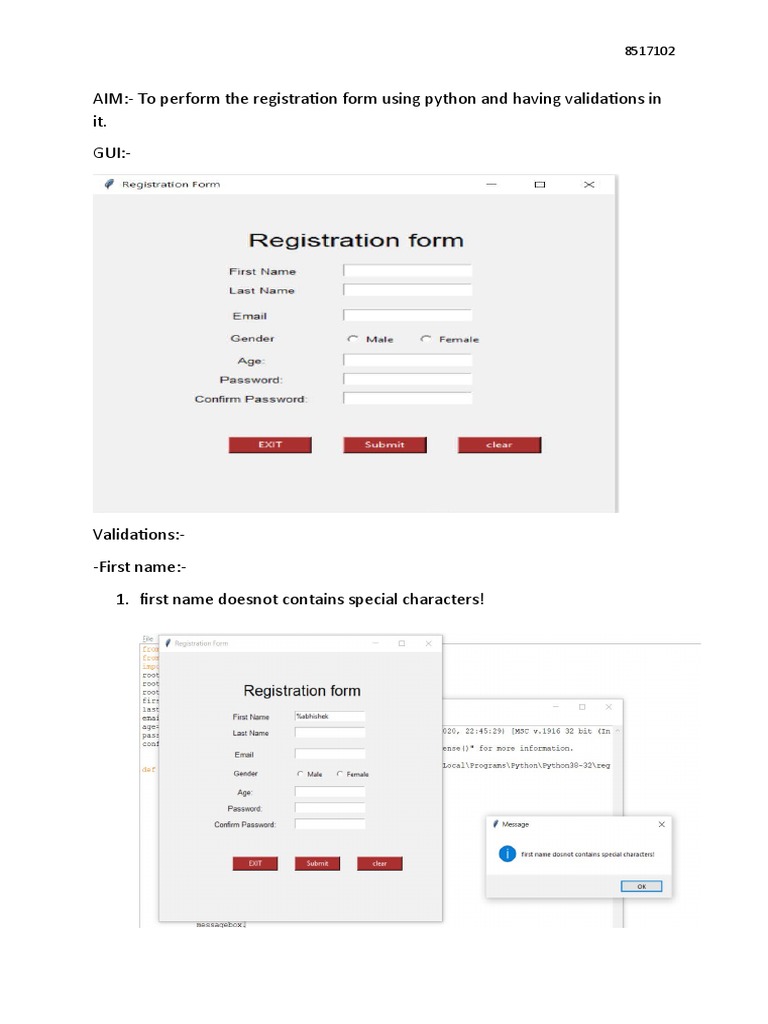 Python Tkinter Registration Form | PDF | Computer Data | Computing
