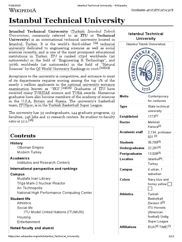 Istanbul Technical University | PDF | Engineering