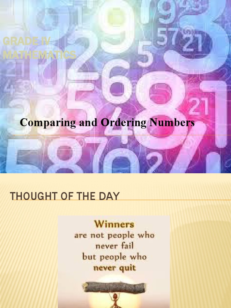 Grade Iv Mathematics: Comparing and Ordering Numbers | PDF