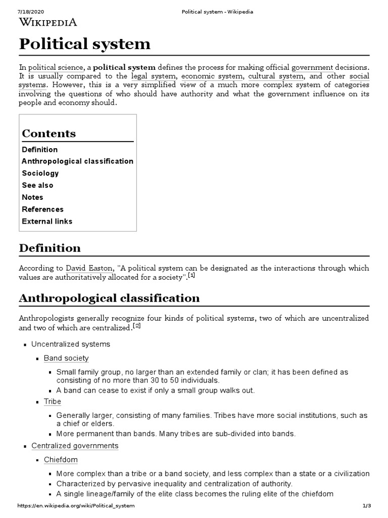 Political systems explained | PDF | Tribe | System