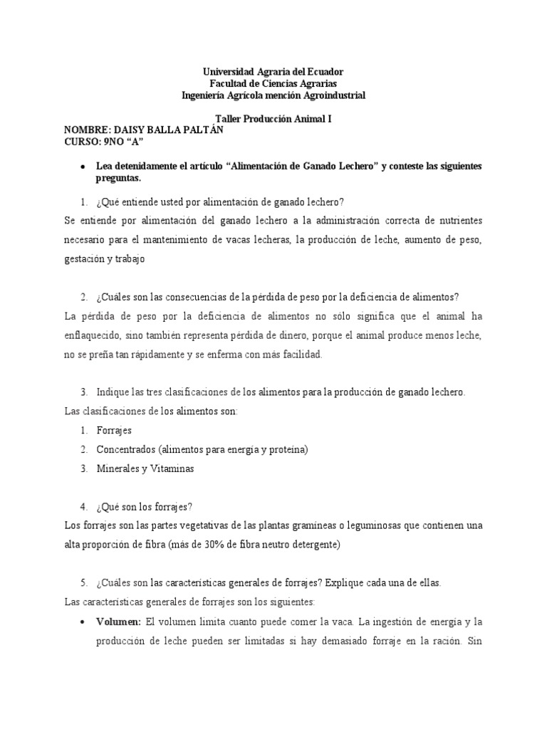 Taller - Alimentación Ganado Lechero | PDF | Cereales | Calcio