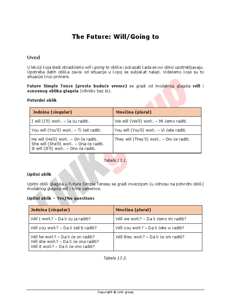 The Future: Will/Going To: Tabela 13.1 | PDF | Grammar | Linguistic ...