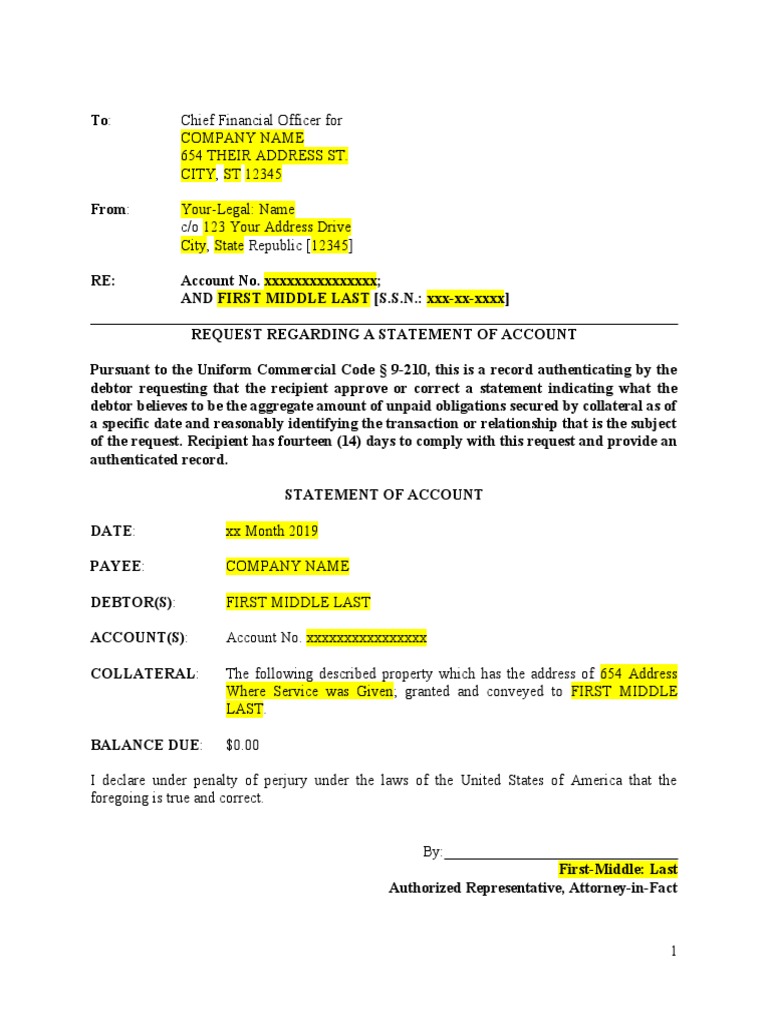 Statement of Account | PDF | Notary Public | Government Information