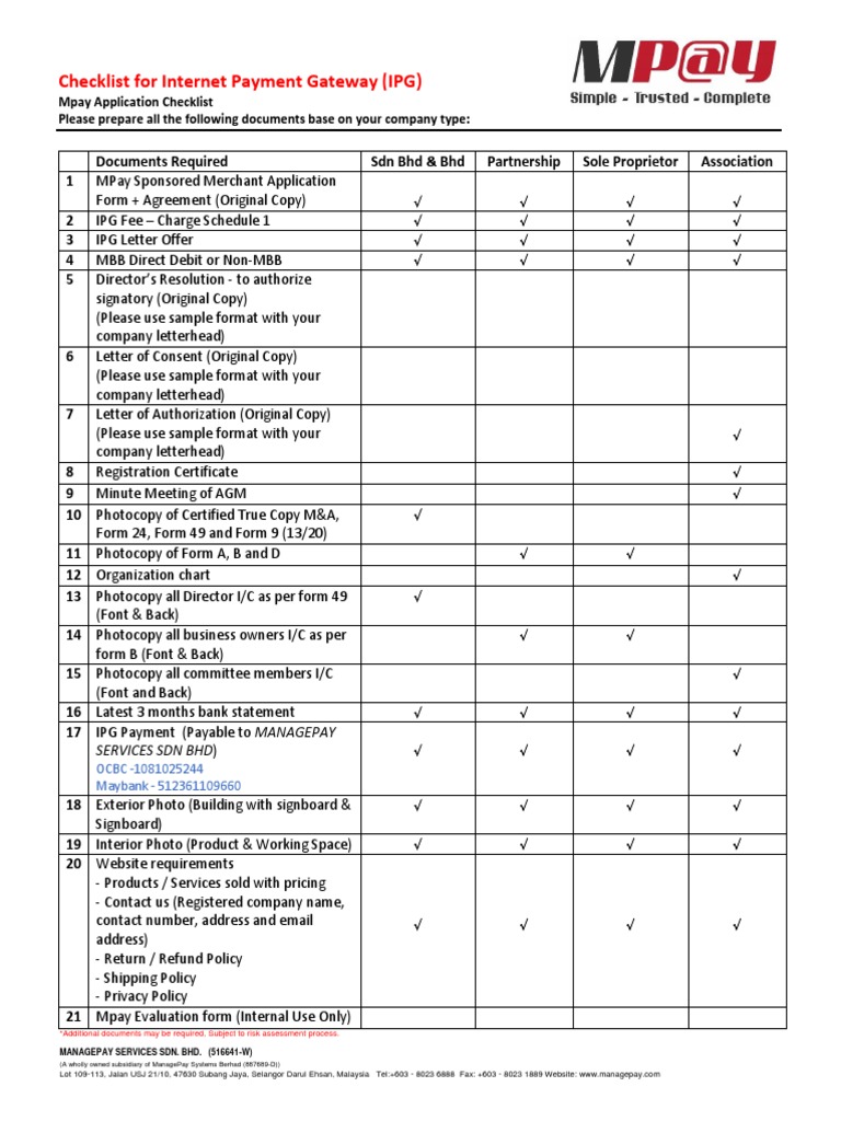 MPay IPG CHECKLIST (Client) | PDF | Business