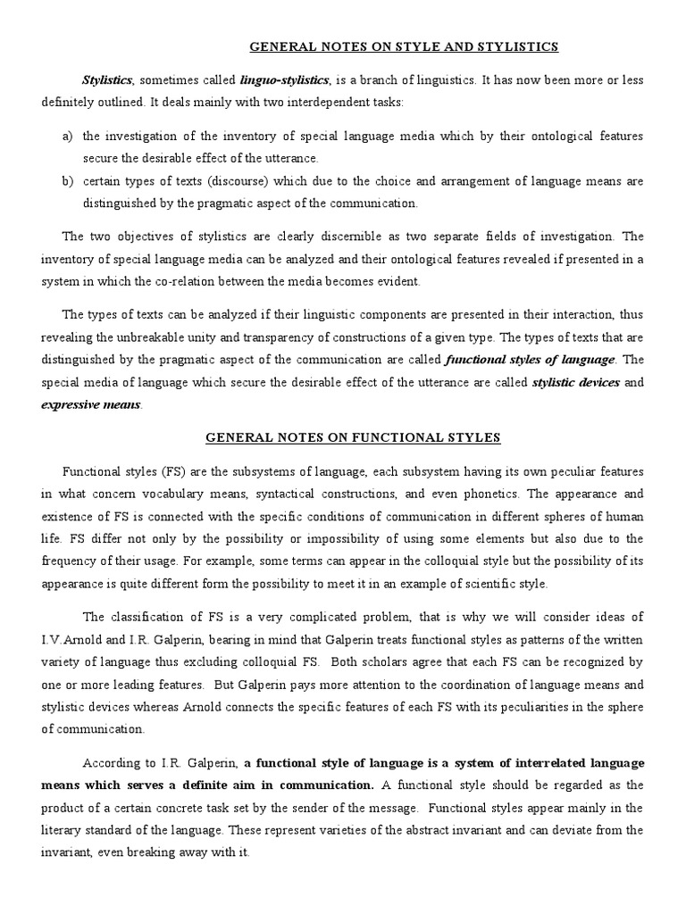 Understanding Functional Styles in Language | PDF | Rhetoric | Essays