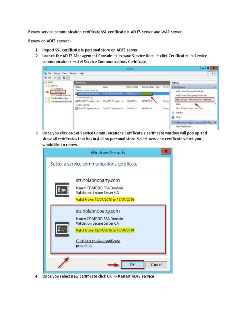 23 - Renew Certificate of ADFS and WAP Server. | PDF | Public Key ...