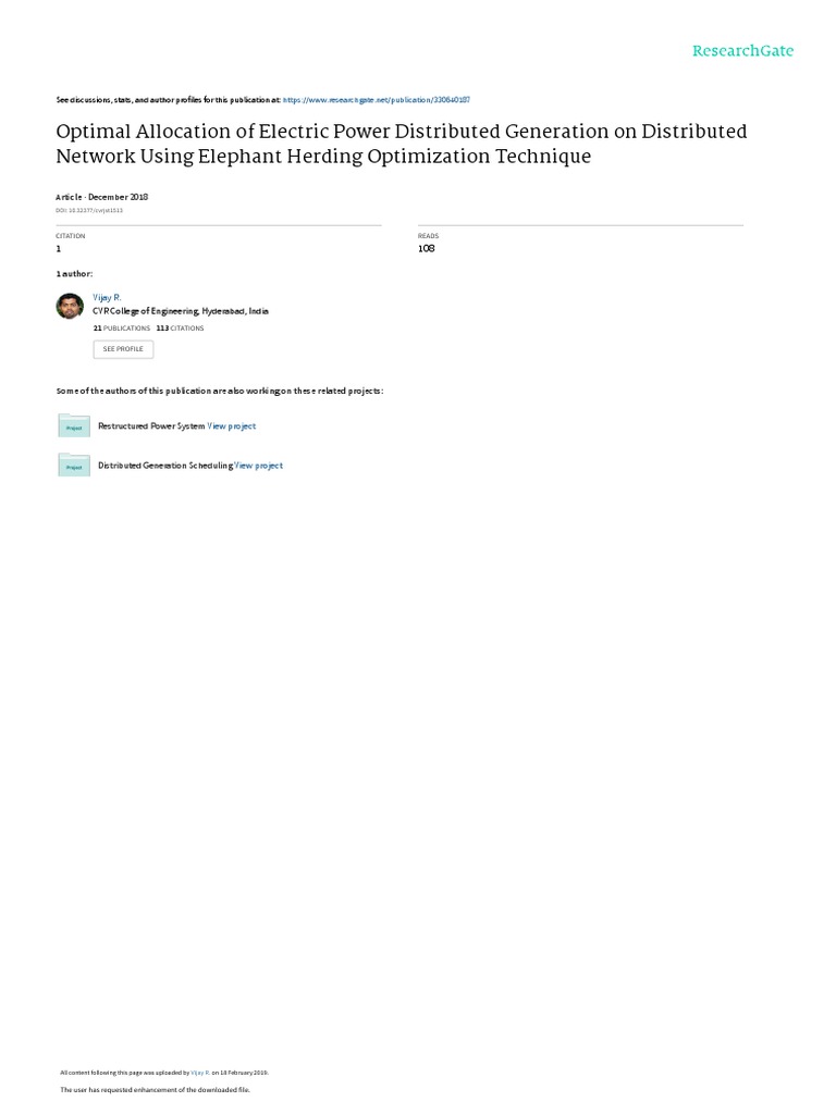 Optimal Allocation of Electric Power Distributed Generation On Distributed Network Using ...