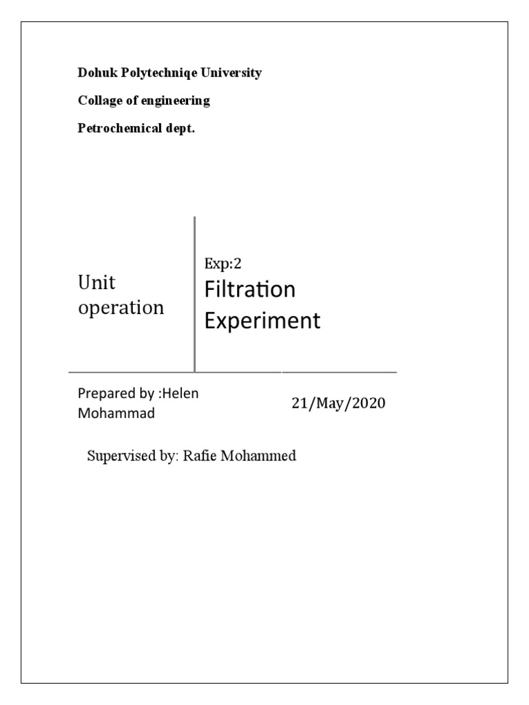 Filtration Experiment: Unit Operation | Download Free PDF | Filtration ...
