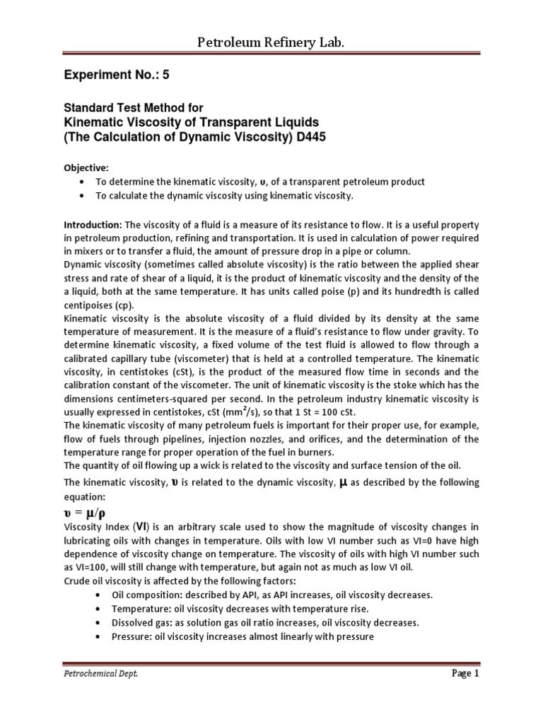 The Viscosity Sheet Exp 2 | PDF | Viscosity | Motor Oil