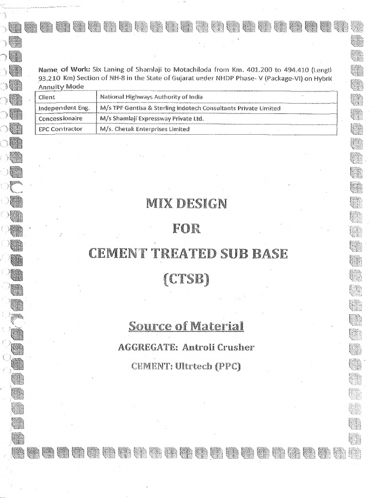 CTSB Mix Design | PDF