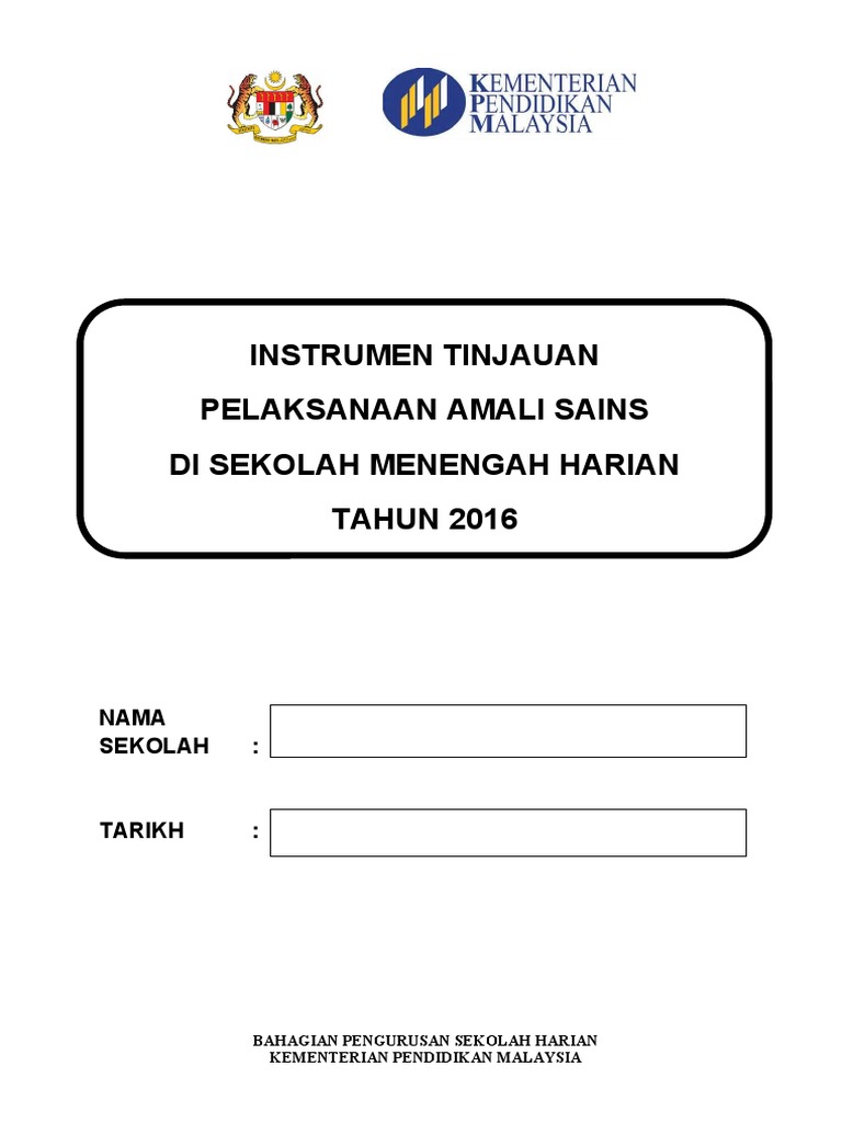 Instrumen Pelaksanaan Amali Sains JPN | PDF