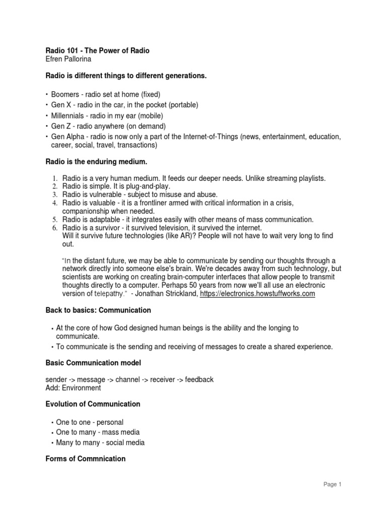 Radio 101 - The Power of Radio | PDF | Radio | Frequency Modulation