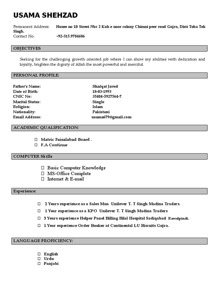 Usama CV | PDF